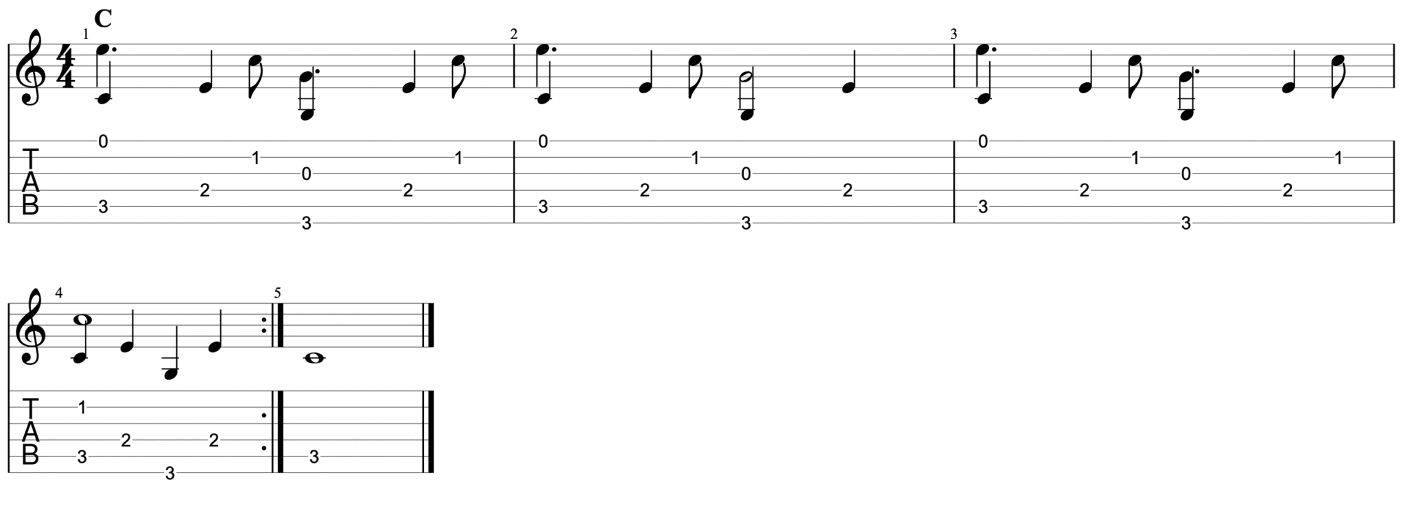 Travis Picking Tablature - lesson 4