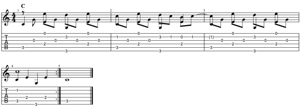 Travis Picking Tablature - lesson 4